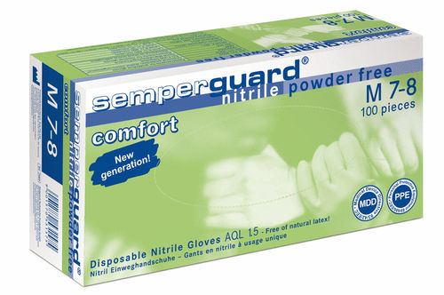Clean room glove - Semperguard® Nitrile Comfort - Sempermed - chemical protection / nitrile / latex