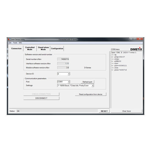 Configuration software - Dimetix AG - for laser distance sensor / Windows