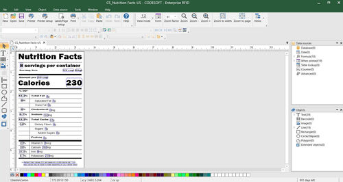 Management software - Nutrition Labeling - TEKLYNX - interface / design / database