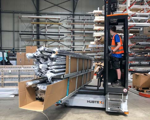 Electric side loader - 2821 - HUBTEX - stand-on / handling / storage