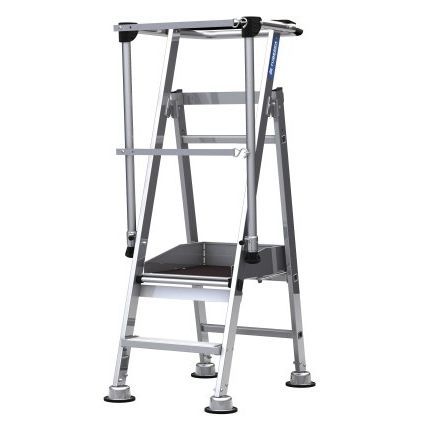 Aluminum ladder - STABIL - TUBESCA - platform / retractable / shelf