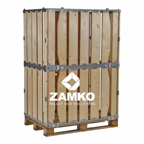 Wood pallet box - MPB.e140.P - ZAMKO - storage / foldable / stacking