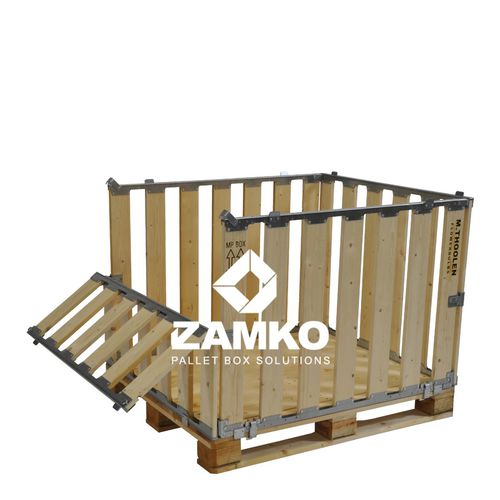 Wood pallet box - MPB.e70.Z - ZAMKO - storage / reusable / with folding ...
