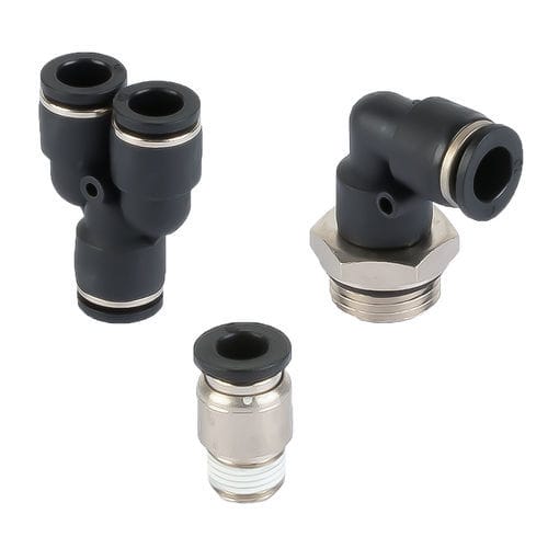Push-in fitting - P series - A&T Fluid solutions - pneumatic / elbow / T