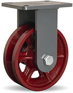 Fixed caster - V series - HAMILTON CASTER - base plate / grooved / steel