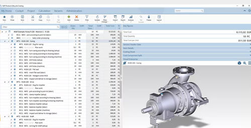 Interface software - Product Lifecycle Costing - SAP - development / engineering / design