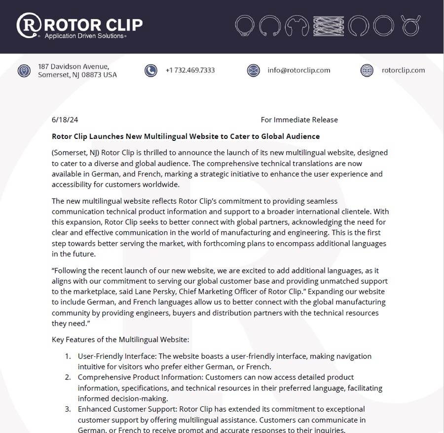 Rotor Clip Launches New Multilingual Website to Cater to Global ...