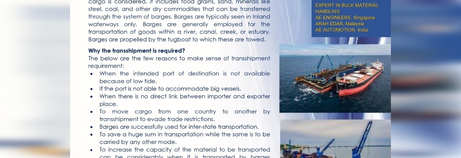 Transshipment Barge - Floating Terminal - Singapore - A.E. ENGINEERS