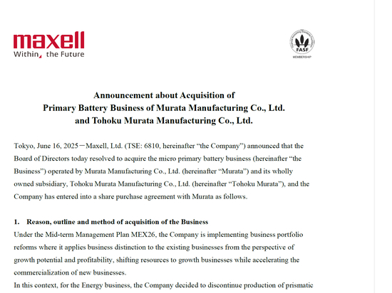 Maxell, Ltd. company News and Trends items