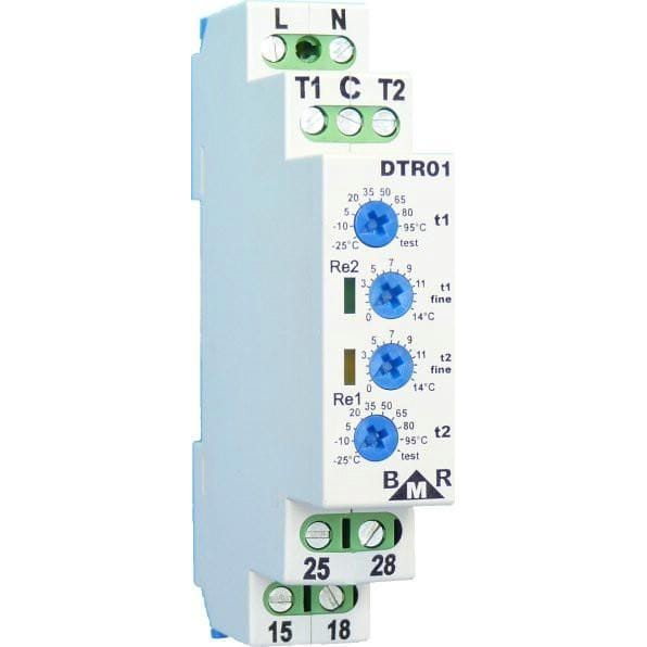 NTCサーモスタット - DTR01 - BMR trading - 調整可能 / DINレール / ダブル