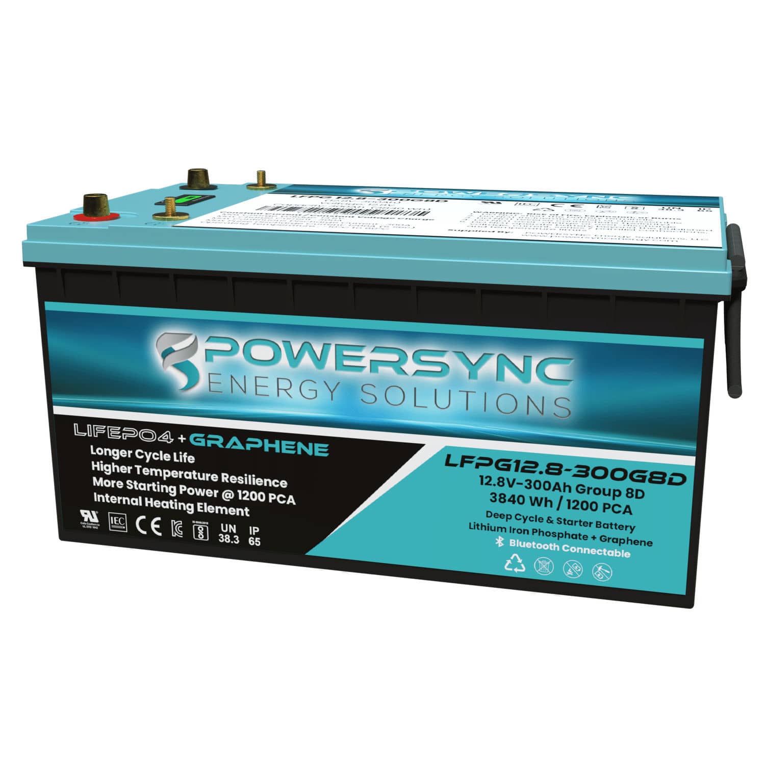 LiFePO4バッテリー - LFPG12.8-300G8D - POWERSYNC Energy Solutions - プリズム / 12ボルト / IEC
