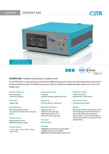 Leak Tester CETATEST 825 HP-PR (High Pressure & Pressure Rise) - CETA ...