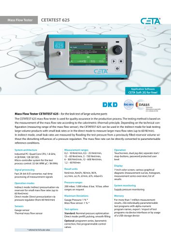 Mass Flow Tester CETATEST 625 - CETA Testsysteme GmbH - PDF Catalogs ...