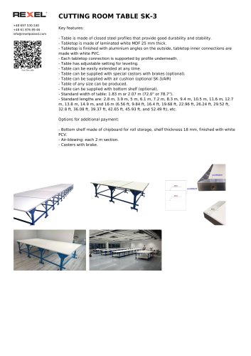SWIVEL, ROUND CUTTING ROOM WORK TABLE SK-3/O - REXEL - PDF Catalogs ...