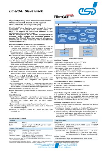 Data Sheet EtherCAT Slave Stack - esd electronics gmbh - PDF Catalogs ...