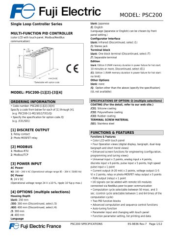 Datasheet temperature controller PUM-A-B - FUJI ELECTRIC France - PDF Catalogs | Technical ...
