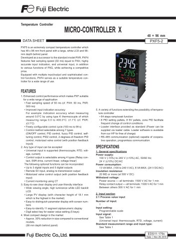 Datasheet temperature controller PUM-A-B - FUJI ELECTRIC France - PDF Catalogs | Technical ...
