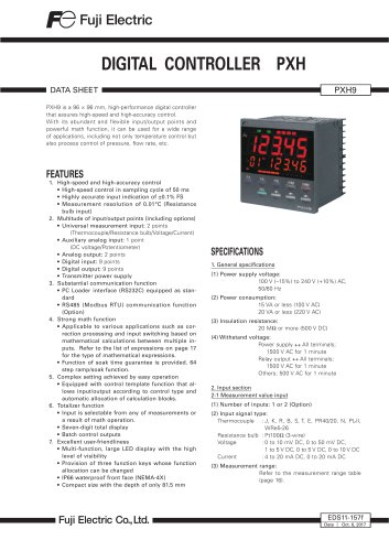 Datasheet temperature controller PXF4 - FUJI ELECTRIC France - PDF Catalogs | Technical ...