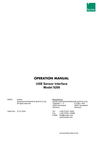 Operation Manual-Precision torque sensor model 8625 2025 - burster ...