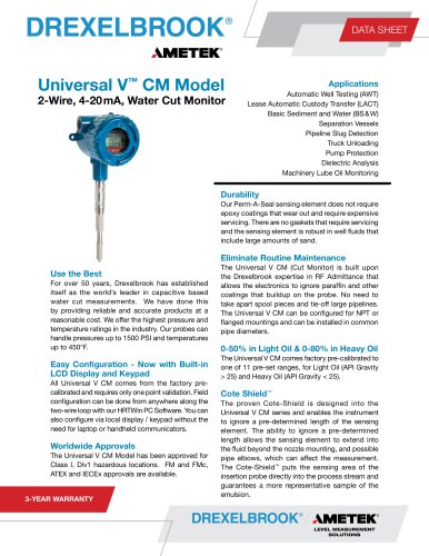 Todos os catálogos e folhetos técnicos AMETEK Drexelbrook