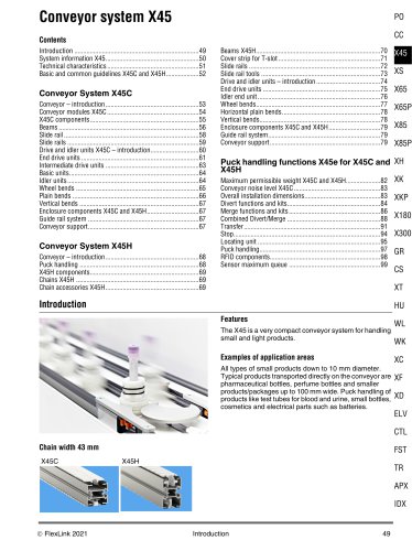 Conveyor system X45 - FlexLink - PDF Catalogs | Technical Documentation | Brochure