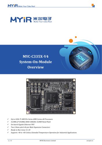 All MYIR Electronics Limited catalogs and technical brochures