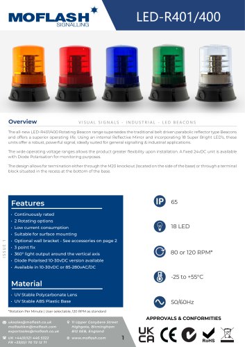 Datasheet - Beacon LED195 - Moflash Signalling - PDF Catalogs ...