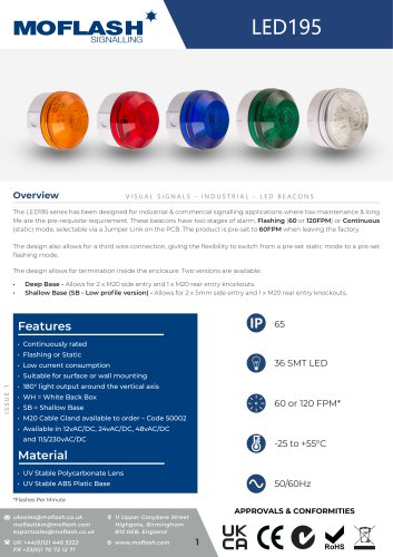 Datasheet - Electronic Sounder C&S YA50 - Moflash Signalling - PDF Catalogs | Technical ...
