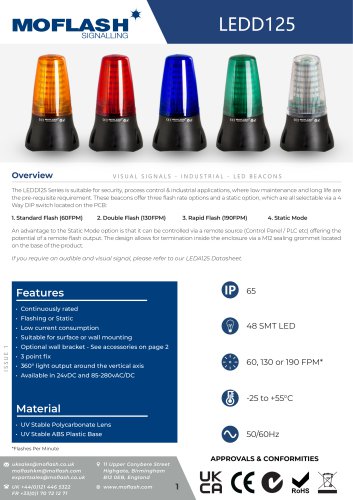 Datasheet - Buzzer FLE - Moflash Signalling - PDF Catalogs | Technical Documentation | Brochure