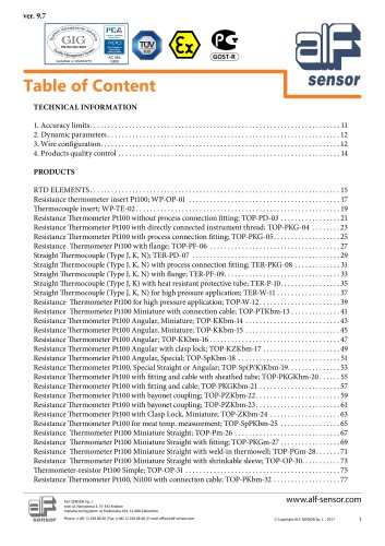 All Alf-Sensor catalogs and technical brochures