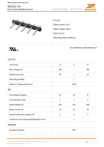 WJ211V-5.0 - Cixi Wanjie Electronic Co., Ltd. - PDF Catalogs | Technical Documentation | Brochure
