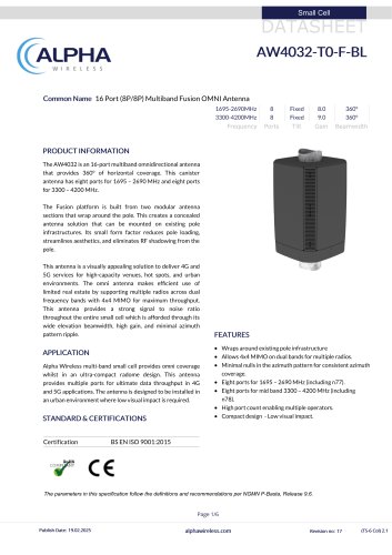 All Alpha Wireless Ltd catalogs and technical brochures
