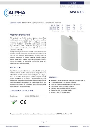 All Alpha Wireless Ltd catalogs and technical brochures