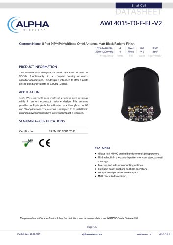 All Alpha Wireless Ltd catalogs and technical brochures