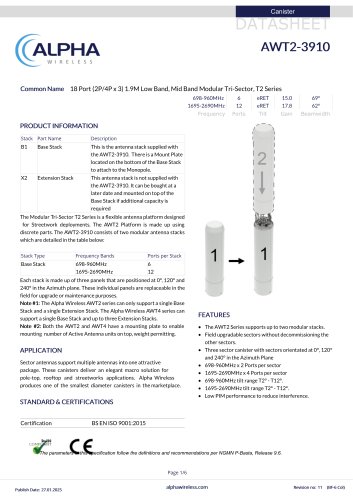 All Alpha Wireless Ltd catalogs and technical brochures