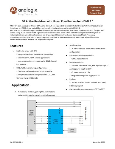 6G Active Re-driver with Linear Equalization for HDMI 2.0 - Analogix ...