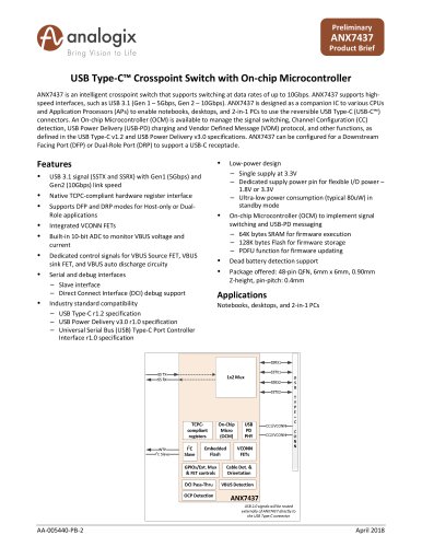 USB Type-C™ Crosspoint Switch with On-chip Microcontroller - Analogix ...