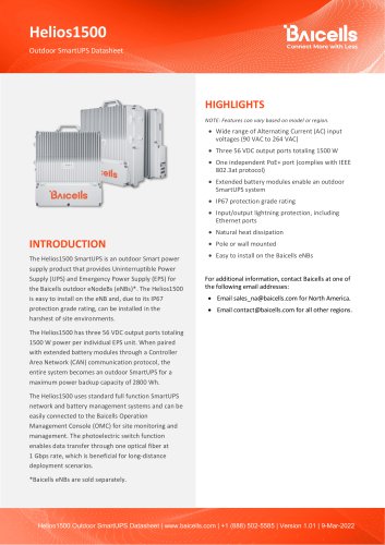 All Baicells Technologies Co., Ltd. catalogs and technical brochures