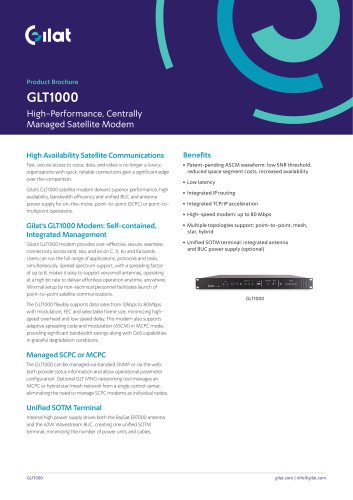 Todos os catálogos e folhetos técnicos Gilat Satellite Networks