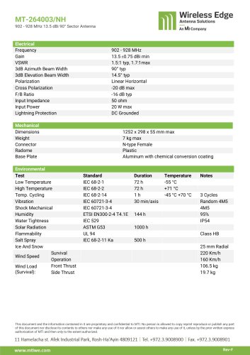 MT-799012/W - MTI Wireless Edge Ltd - PDF Catalogs | Technical Documentation | Brochure