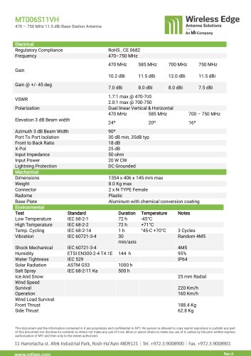 MT1180M50VH - MTI Wireless Edge Ltd - PDF Catalogs | Technical Documentation | Brochure