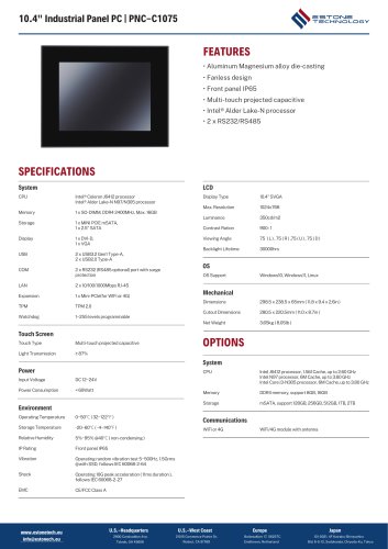 BPC-7412 Datasheet - Estone Technology - PDF Catalogs | Technical Documentation | Brochure