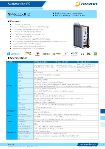NP-6111 JH Series Datasheet - NODKA Automation Technology - PDF Catalogs | Technical ...