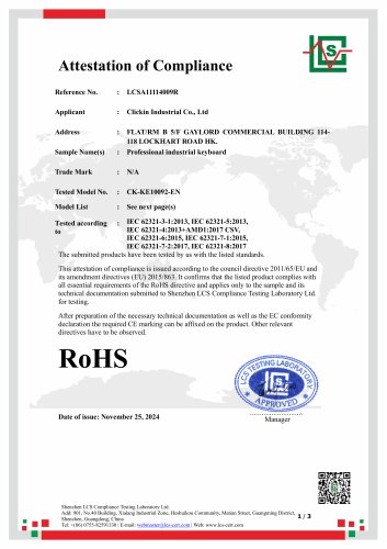 FCC declaration - Clickin Industrial Co., Ltd. - PDF Catalogs | Technical Documentation | Brochure