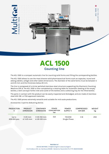 ACL 1500 D - Automatic line for tablet and capsule counting with double ...