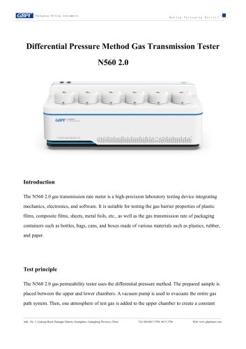 N560 2.0 Differential Pressure Method Gas Transmission Tester ...