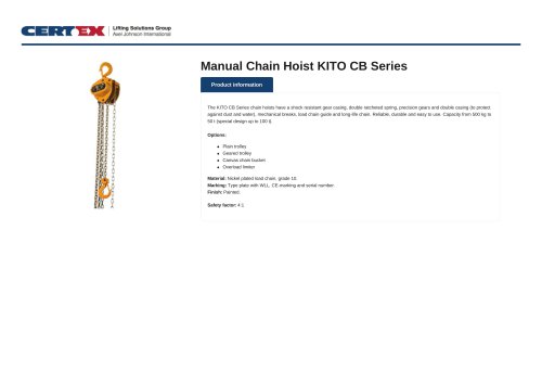 All Certex Bridon Lifting Systems catalogs and technical brochures