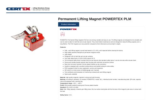 All Certex Bridon Lifting Systems catalogs and technical brochures