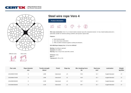 Steel wire rope Vero 4 - Certex Bridon Lifting Systems - PDF Catalogs ...