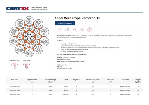 Steel Wire Rope verotech 10 - Certex Bridon Lifting Systems - PDF ...